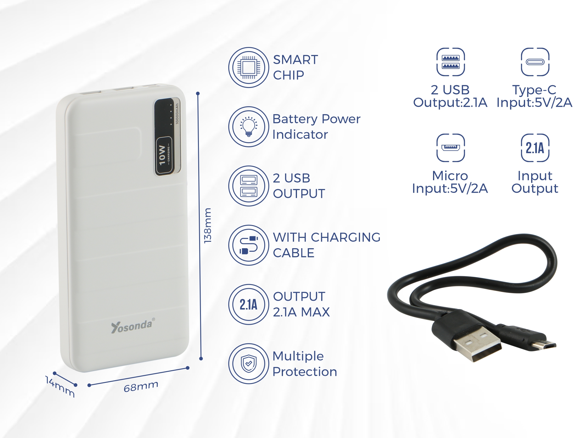 power bank yosonda yxd-a169 10000 mah (wh)
